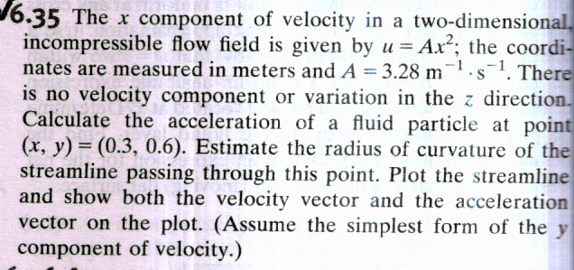Solved 6.35 The x component of velocity in a two-dimensional | Chegg.com