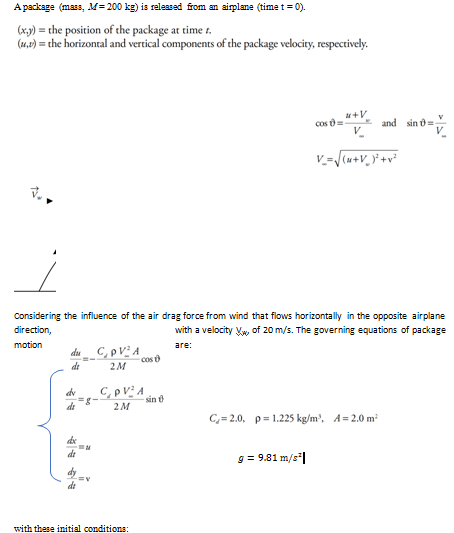 Solved A package (mass, M= 200 kg) is released fom an | Chegg.com
