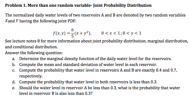 Solved Problem 1. More than one random variable- Joint | Chegg.com