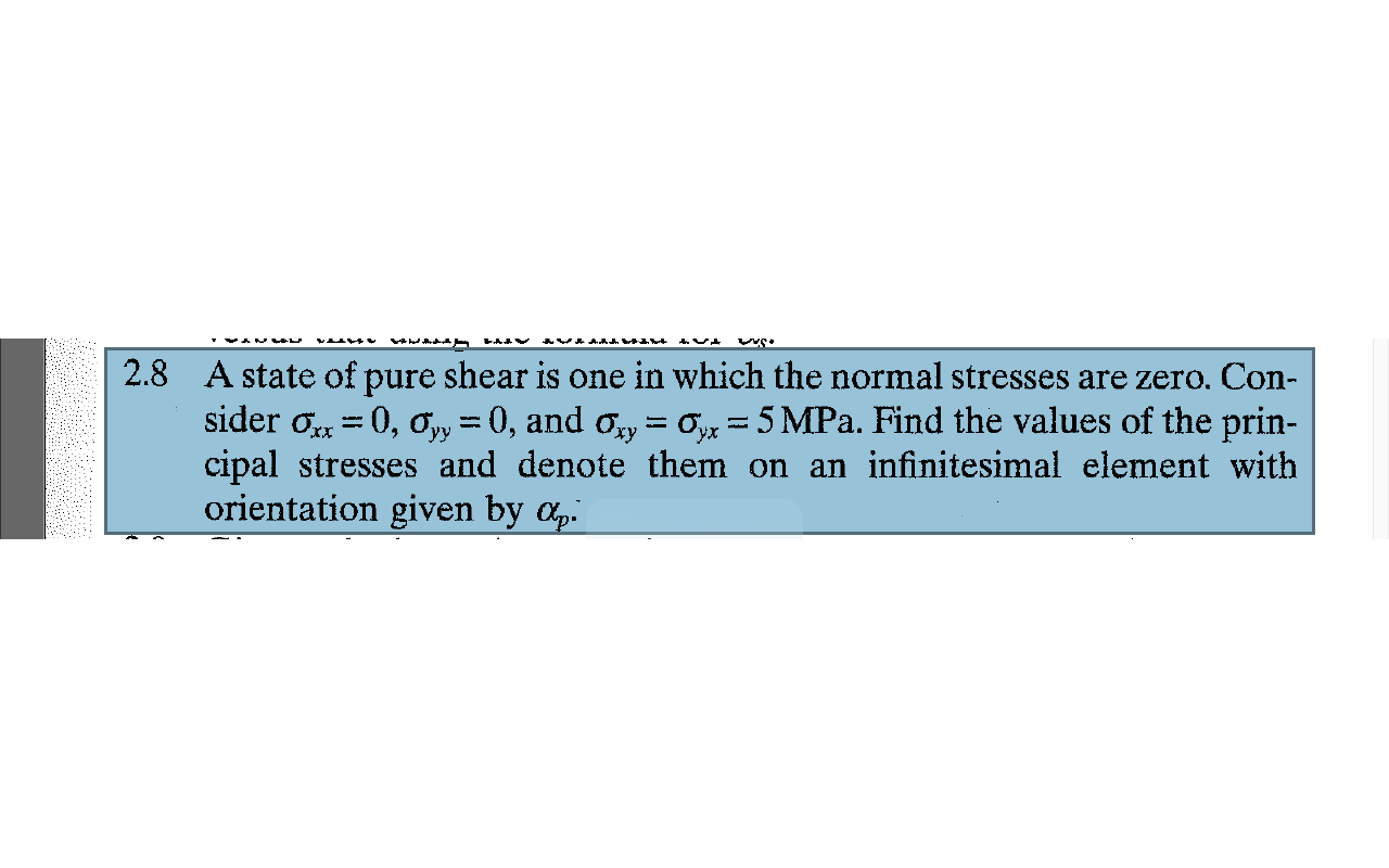 Solved A state of pure shear is one in which the normal | Chegg.com