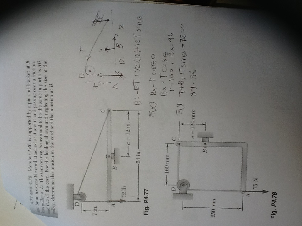 Solved 4.77 and 4.78 Member ABC is supported by a pin and | Chegg.com