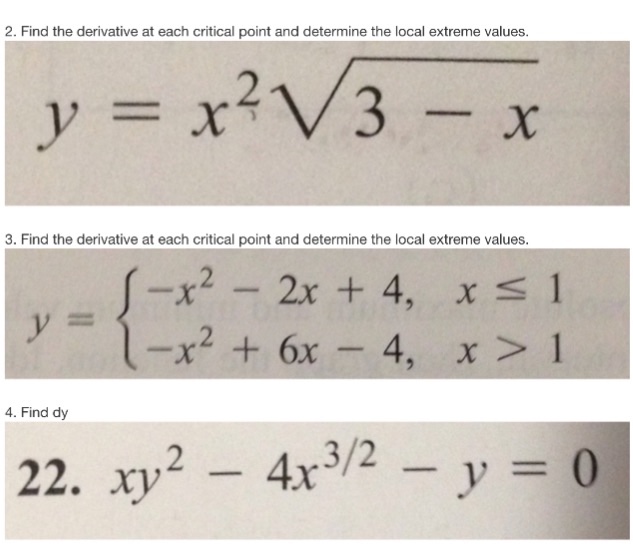 Solved Find the derivative at each critical point and | Chegg.com
