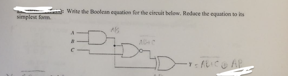 Solved Write the Boolean equation for the circuit below. | Chegg.com