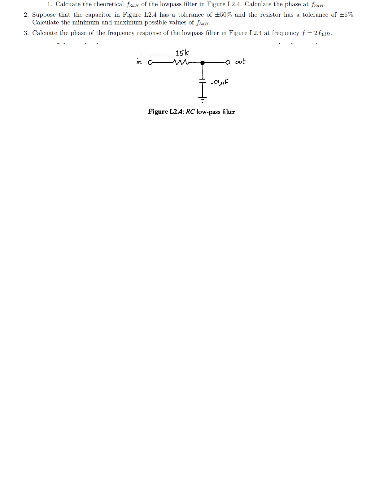 Solved Calcuate the theoretical f3dB of the lowpass filter | Chegg.com