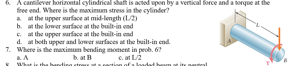 Solved 6. A cantilever horizontal cylindrical shaft is acted | Chegg.com
