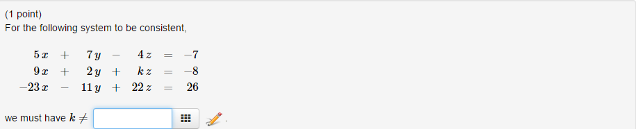 Solved For the following system to be consistent, 5x + 7 y - | Chegg.com