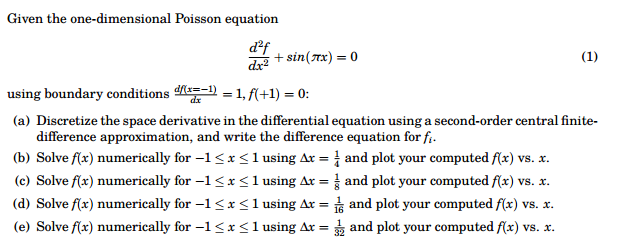 Given the one-dimensional Poisson equation d2f / | Chegg.com