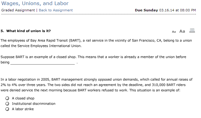 Solved Affecting the supply of union labor A union that | Chegg.com