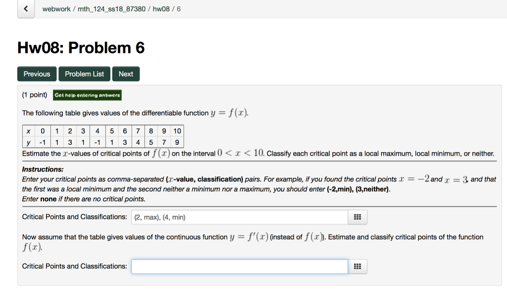 Solved Webwork Mth 124 Ss18 87380 Hw08 6 Hw08 Problem6 Chegg