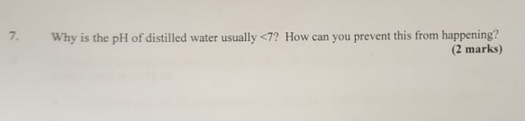 Solved Why is the pH of distilled water usually