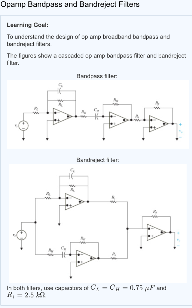 Solved Part A Designing the bandpass filter By specifying | Chegg.com