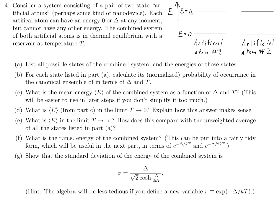 Solved 4. Consider a system consisting of a pair of | Chegg.com