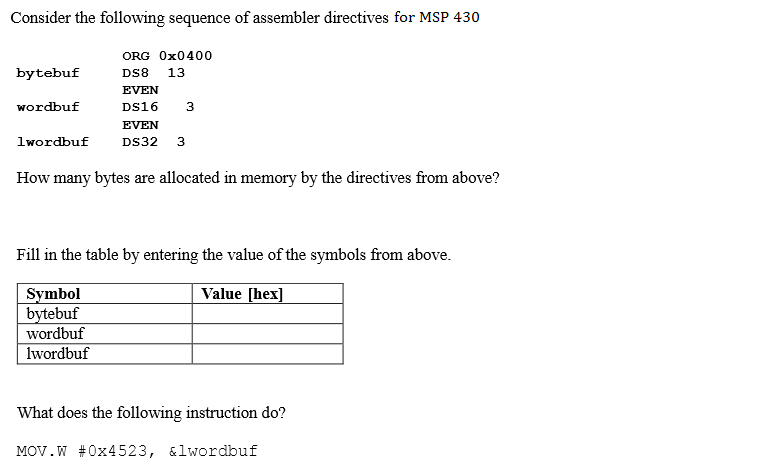 Solved Consider The Following Sequence Of Assembler