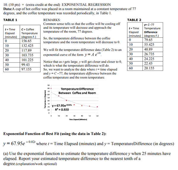 Solved 10. (10 pts + (extra credit at the end) EXPONENTIAL | Chegg.com
