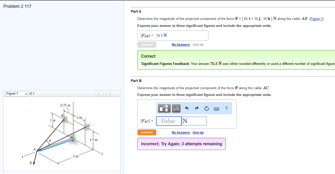 Solved Part A Determine The Magnitude Of The Projected