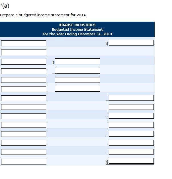 Solved Please fill out budgeted income statement per | Chegg.com
