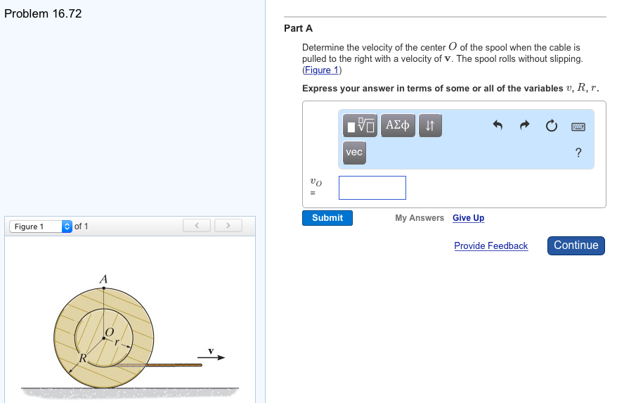 Solved Determine the velocity of the center O of the spool | Chegg.com
