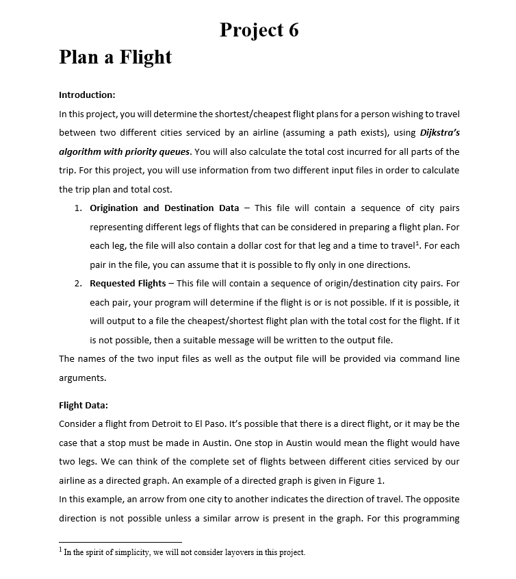 Project 6 Plan a Flight Introduction: In this | Chegg.com