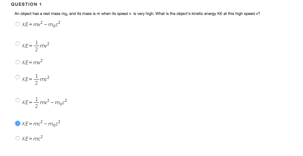 Solved QUESTION 1 An object has a rest mass mo, and its mass | Chegg.com