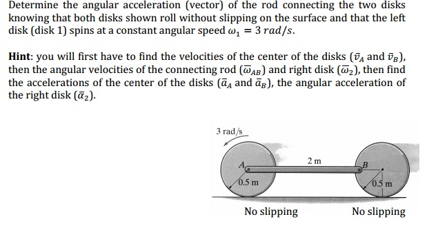 Solved Determine the angular acceleration (vector) of the | Chegg.com