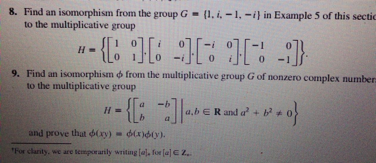 Solved Find an isomorphism from the group G=(1,i.-1,-i)in | Chegg.com