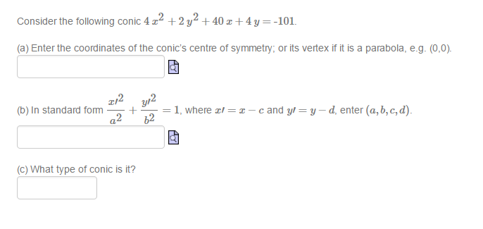 Solved Consider the following conic 4x^2 + 2y^2 + 40 x + 4y | Chegg.com
