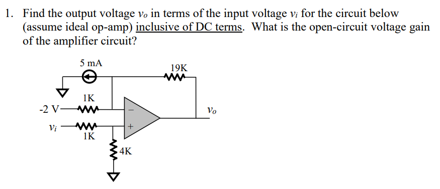 Solved Find The Output Voltage Vo In Terms Of The Input 8240