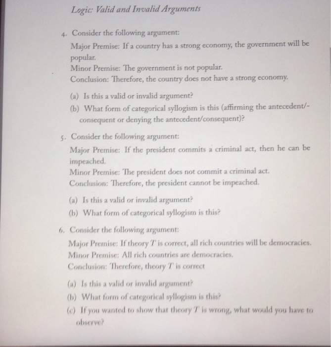 Solved Consider the following argument: Major Premise: If a | Chegg.com