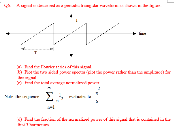 Solved 6. A signal is described as a periodic triangular | Chegg.com