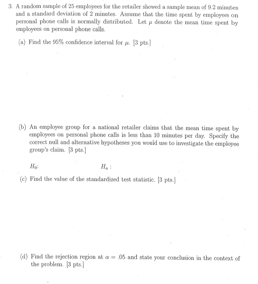Solved A random sample of 25 employees for the retailer | Chegg.com