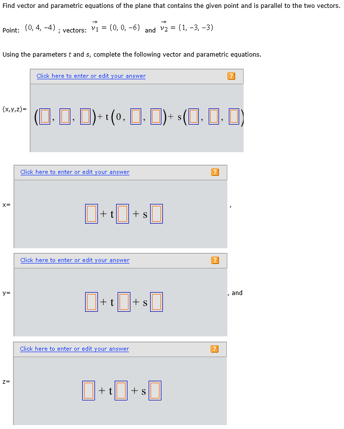 Solved Find vector and parametric equations of the plane | Chegg.com
