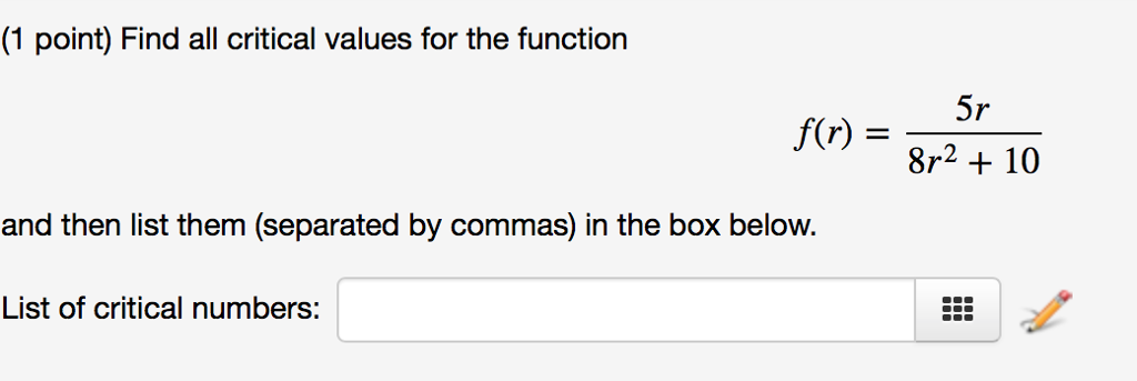 Solved Find all critical values for the function f(r) = | Chegg.com