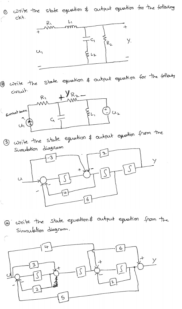 Solved Write the state equation & output equation for the | Chegg.com