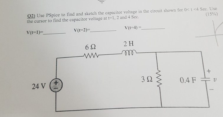 Solved Q2) Use PSpice to find and sketch the capacitor | Chegg.com