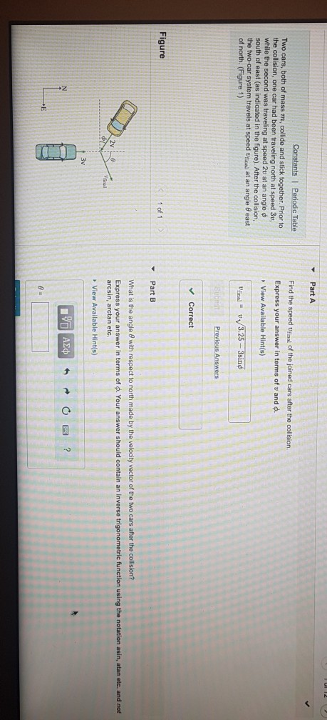 Solved Constants I Periodic Table Two cars, both of mass m, | Chegg.com