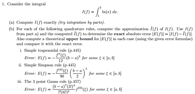 A numerical analysis problem on the theoretical error | Chegg.com