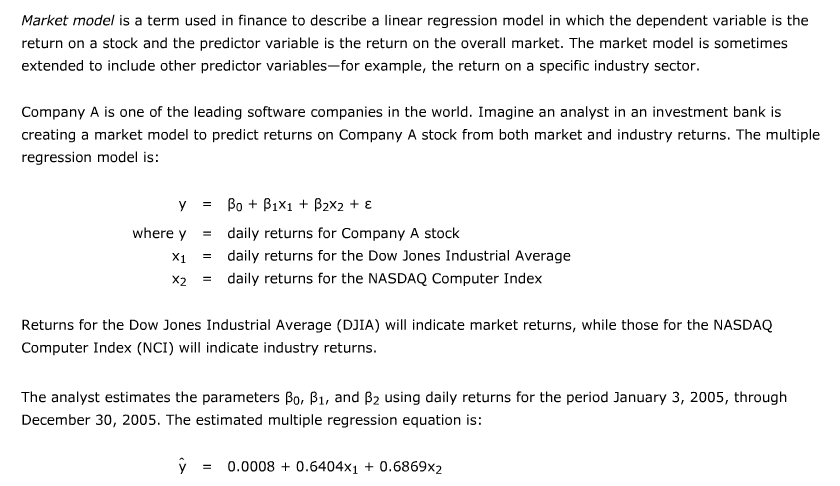 Solved Market model is a term used in finance to describe a | Chegg.com