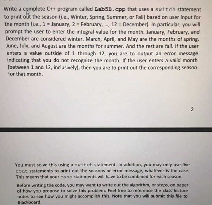 Solved Write a complete C++ program called Lab5B.cpp that | Chegg.com