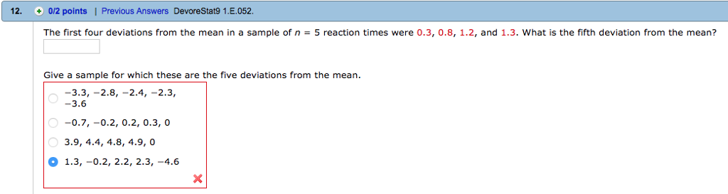 Solved The first four deviations from the mean in a sample | Chegg.com