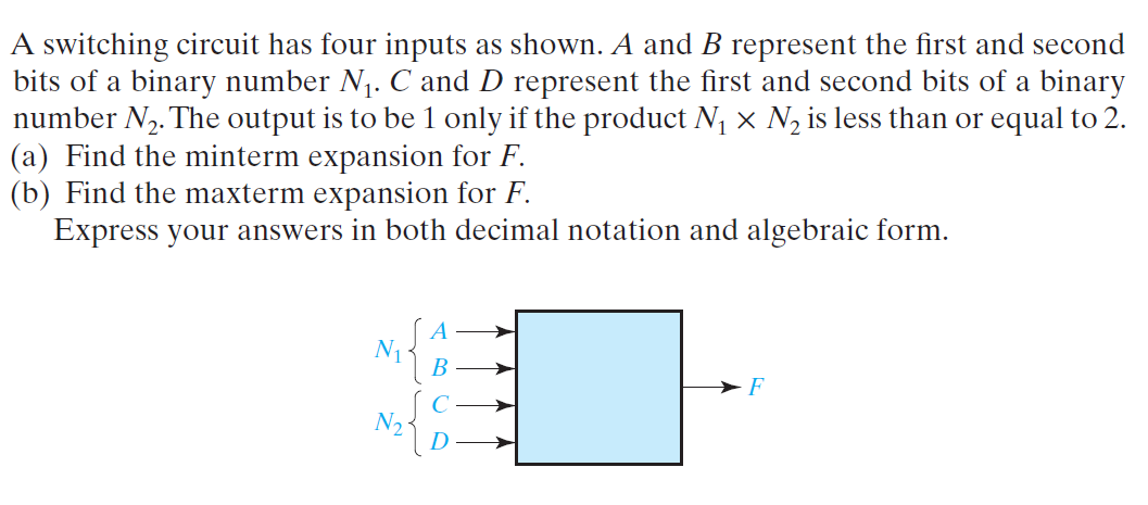 Solved A switching circuit has four inputs as shown. A and B | Chegg.com
