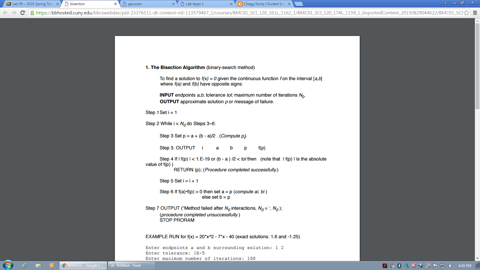 Solved Lab App 1.1 Exercise 1: Read the Bisection | Chegg.com Solved Lab App 1.1 Exercise 1: Read the Bisection | Chegg.com