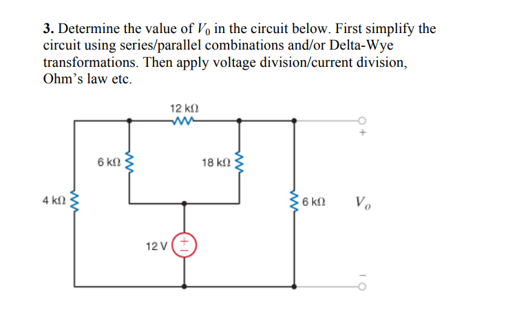 Solved 3. Determine the value of Vo in the circuit below. | Chegg.com