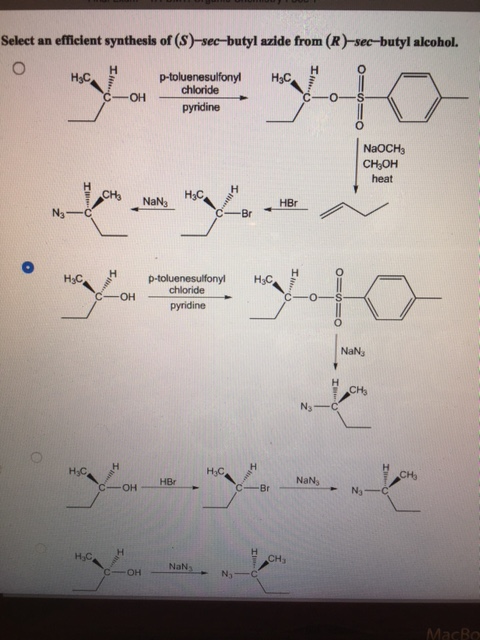 Solved Select an efficient synthesis of (S)-sec-butyl azide | Chegg.com