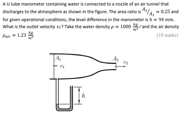 Solved A U tube manometer containing water is connected to a | Chegg.com
