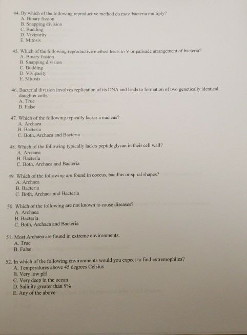 Solved 44. By which of the following reproductive method do | Chegg.com