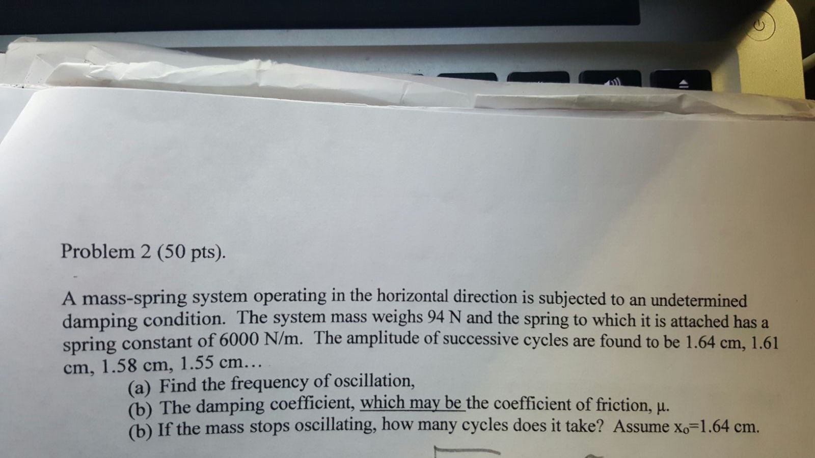 Solved A mass-spring system operating in the horizontal | Chegg.com