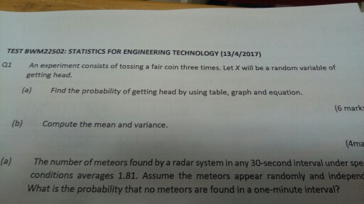 Solved An experiment consists of tossing a fair coin three | Chegg.com