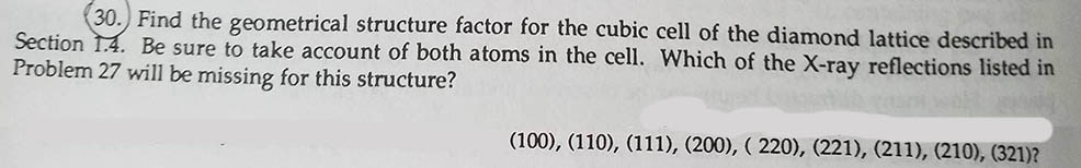 Solved Section 30. Find the geometrical structure factor for | Chegg.com