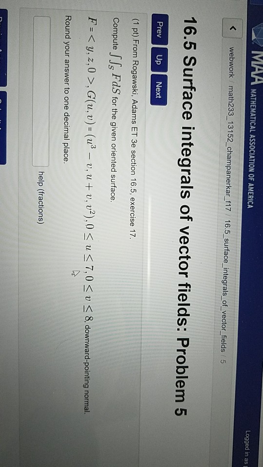 Solved MATHEMATICAL ASSOCIATION OF AMERICA Logged in as | Chegg.com