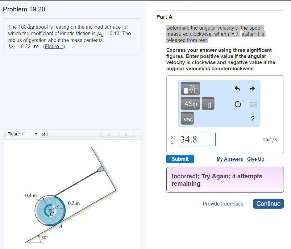 Solved Problem 19.20 The 100-kg spool is resting on the | Chegg.com